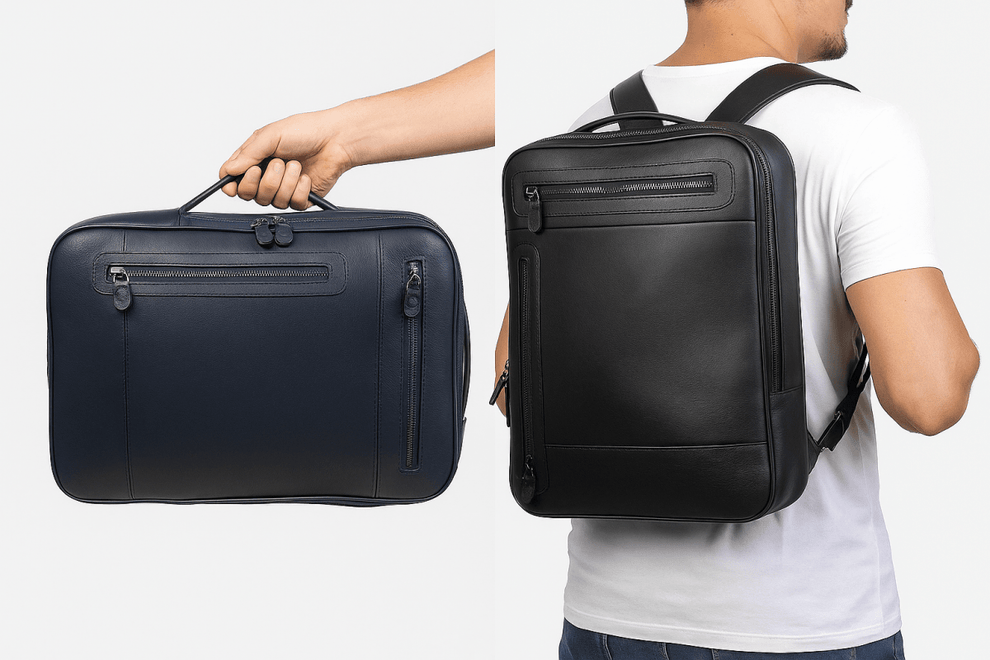 Convertible Laptop Backpack, Use as Laptop Bag, Full Leather, 3 Color