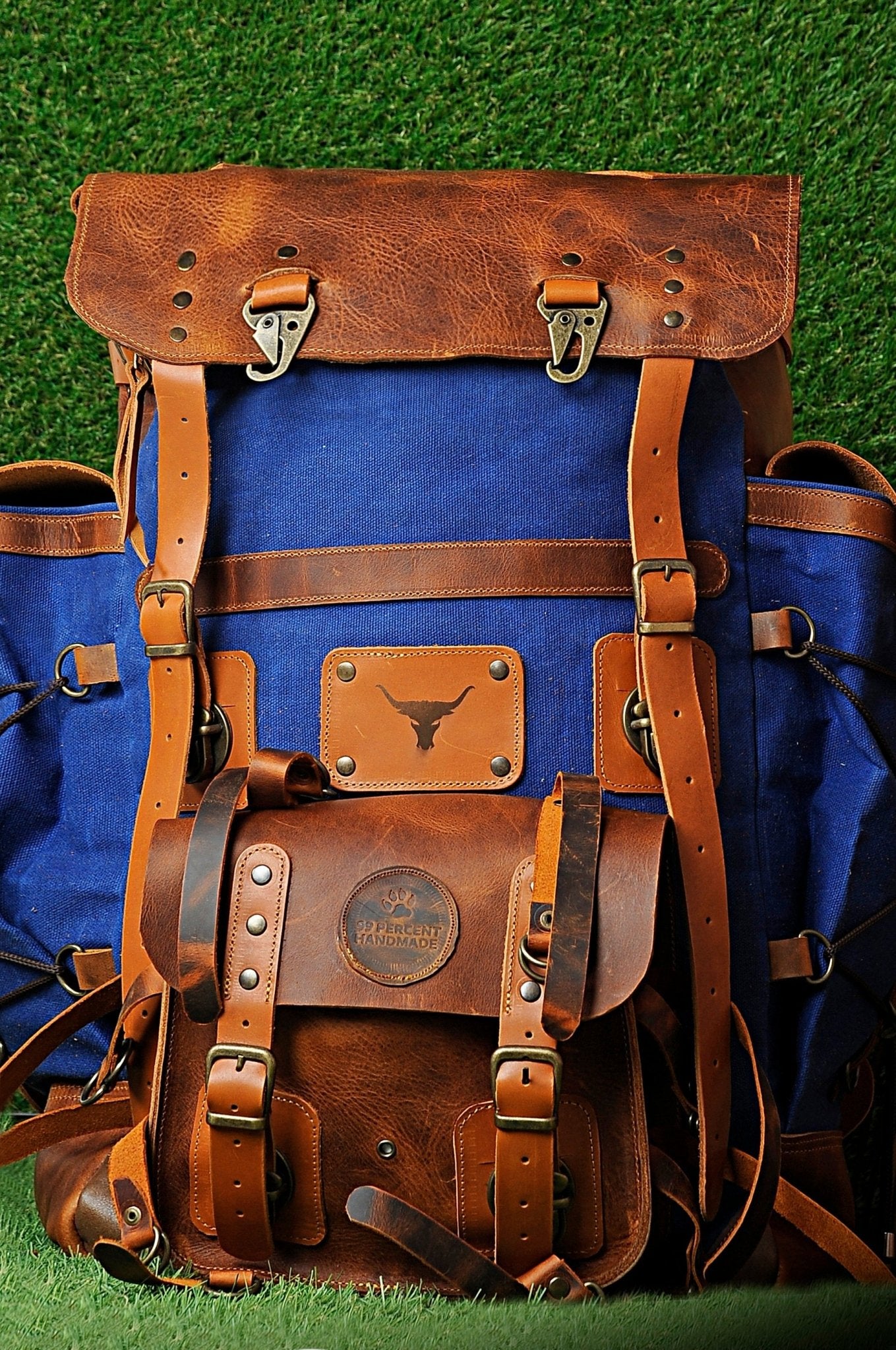 New | Handmade Waxed Canvas Backpack | 35L-45L | Leather Backpack | Da