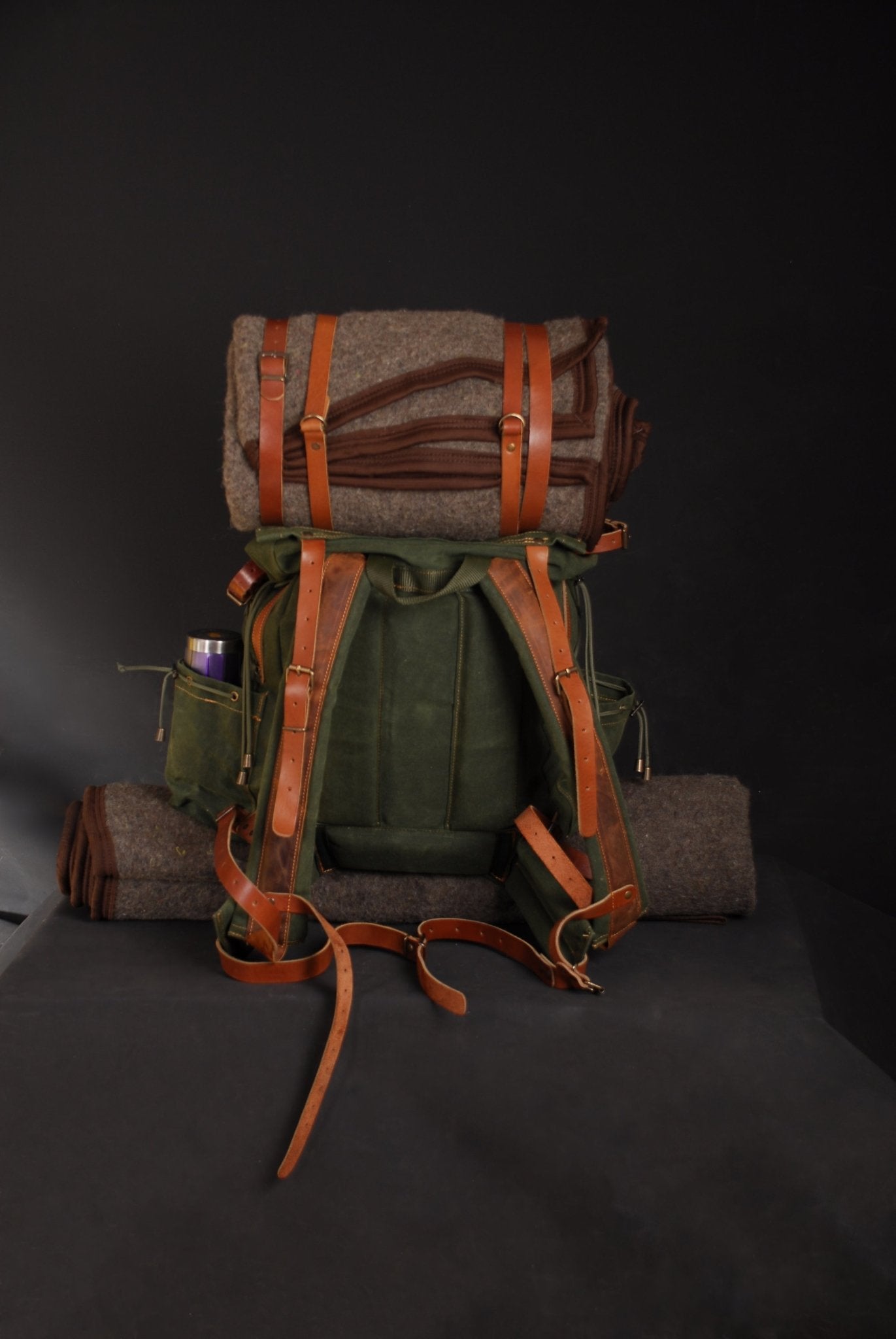 Bushcraft-Camping Bag, Waxed Canvas-Leather Backpack. – 99percenthandmade