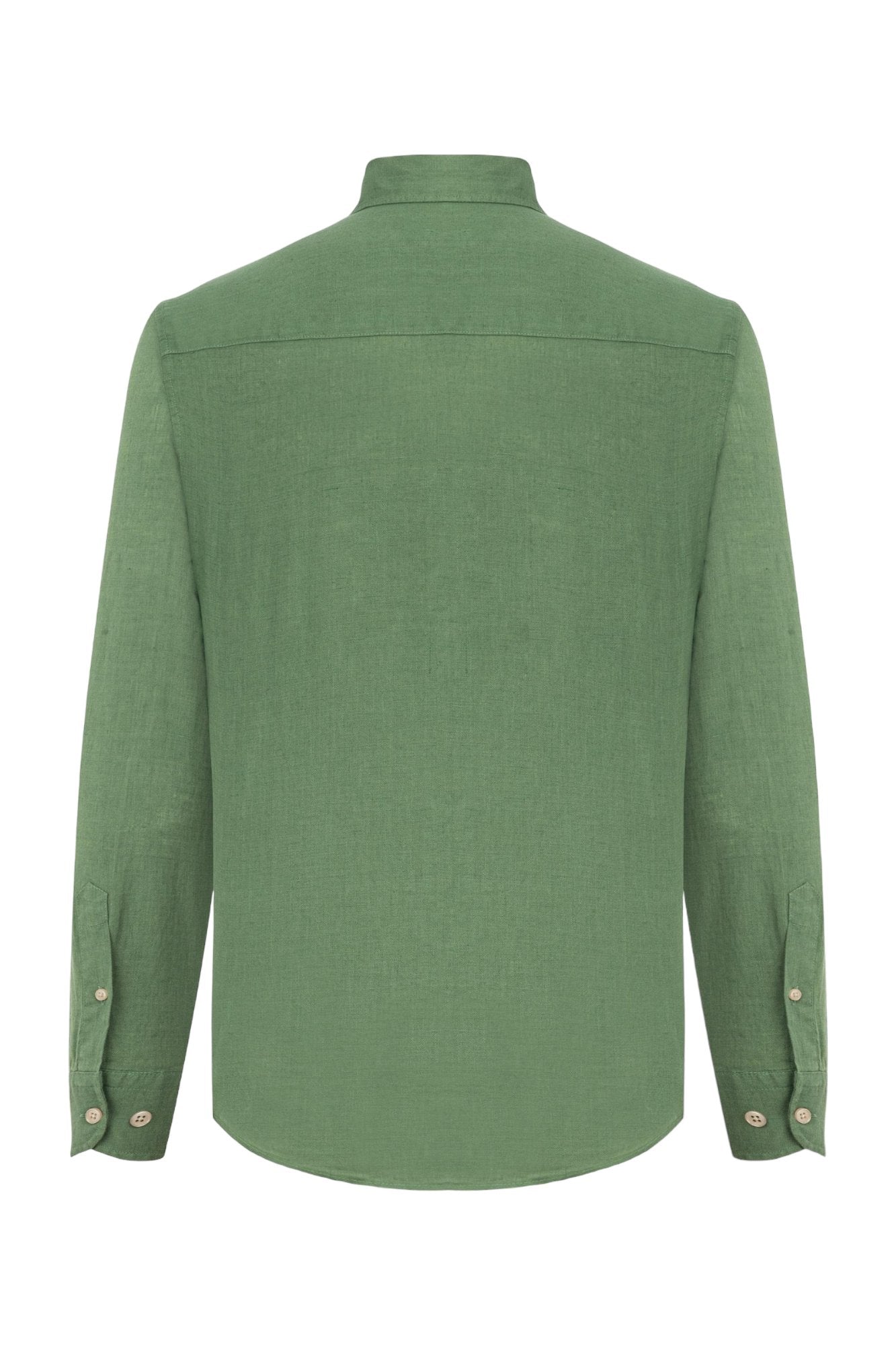 Classic Fit Linen Green Long Sleeve Shirt – 99percenthandmade