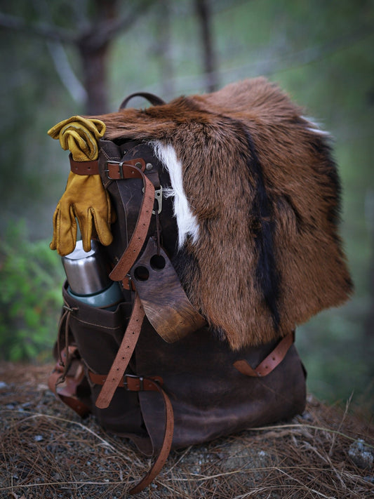 Outdoor | Handmade Leather Waxed Canvas Hiking | Backpack | Rucksack ...