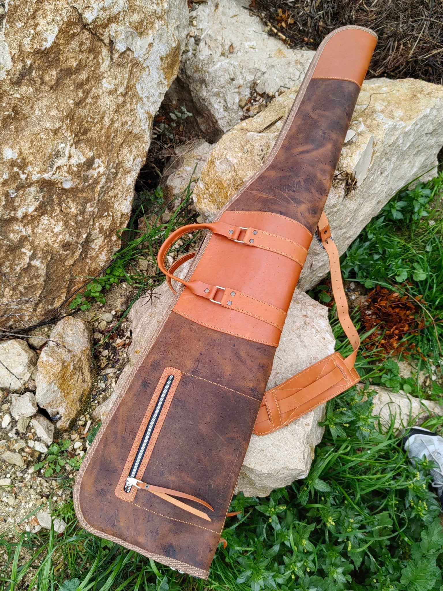 Handmade | Brown-Tan Leather Shotgun Bag | Leather Rifle Bag | Shotgun ...