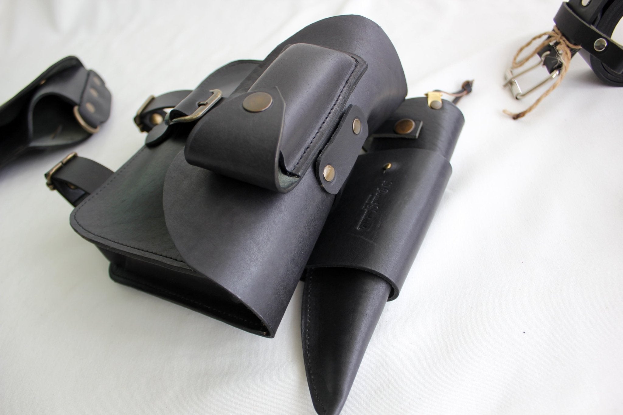 Bushcraft Leather Utility Belt Set, Tool Belt, Hunting Belt