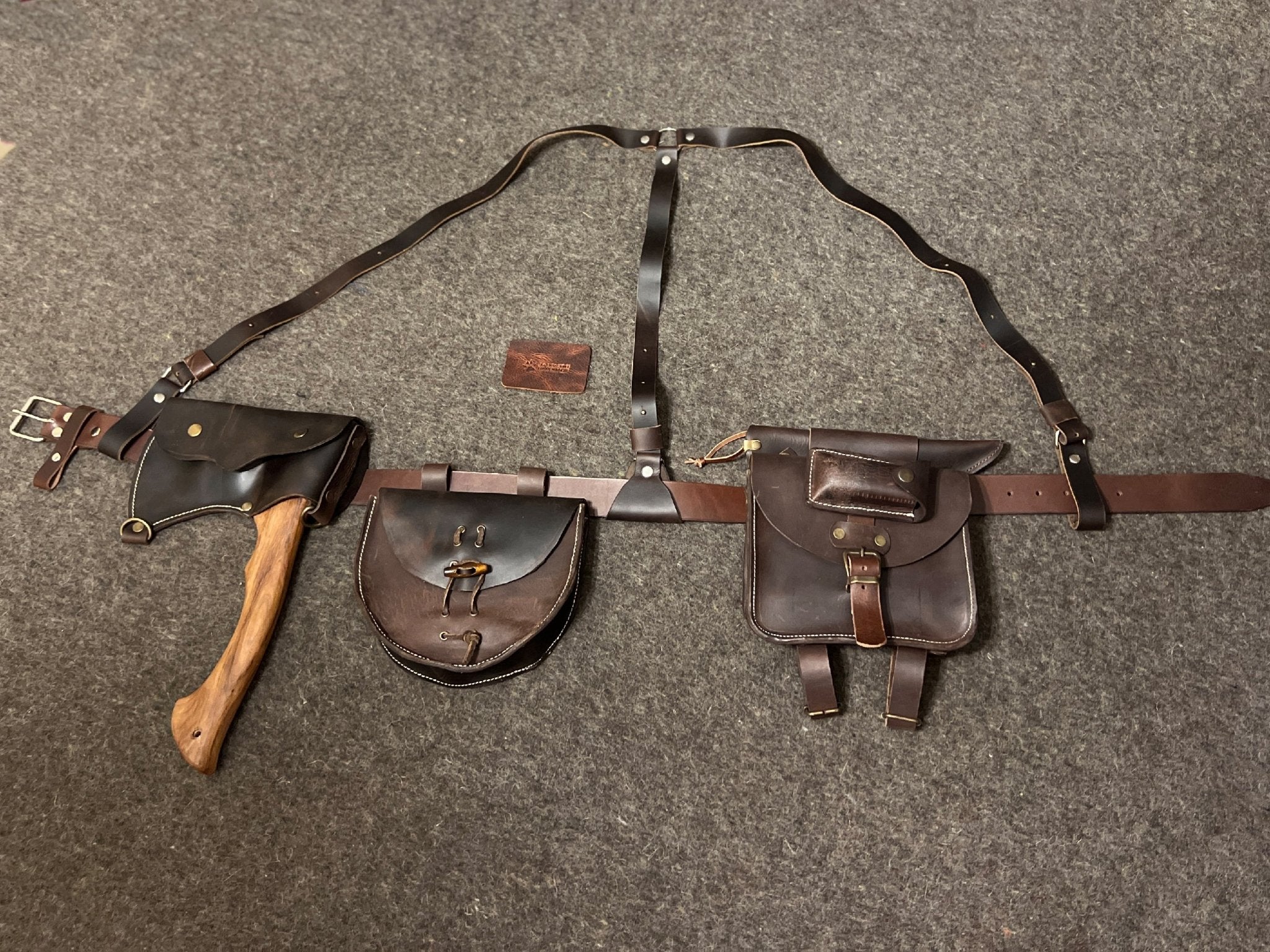 Bushcraft Leather Utility Belt Set, Tool Belt, Hunting Belt