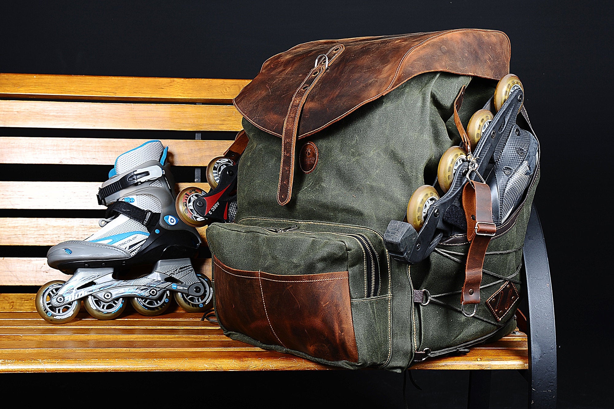 Handmade Roller Blade Backpack | Green, Brown, Black, Blue Colors | 20