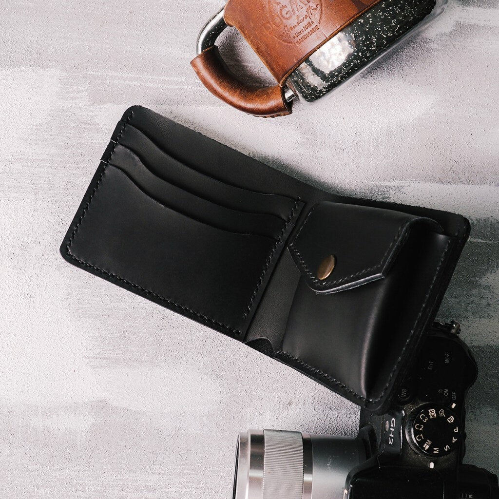 Handmade Wallet with Coin Pocket 2 Colour Tobacco and Brown Personaliz ...