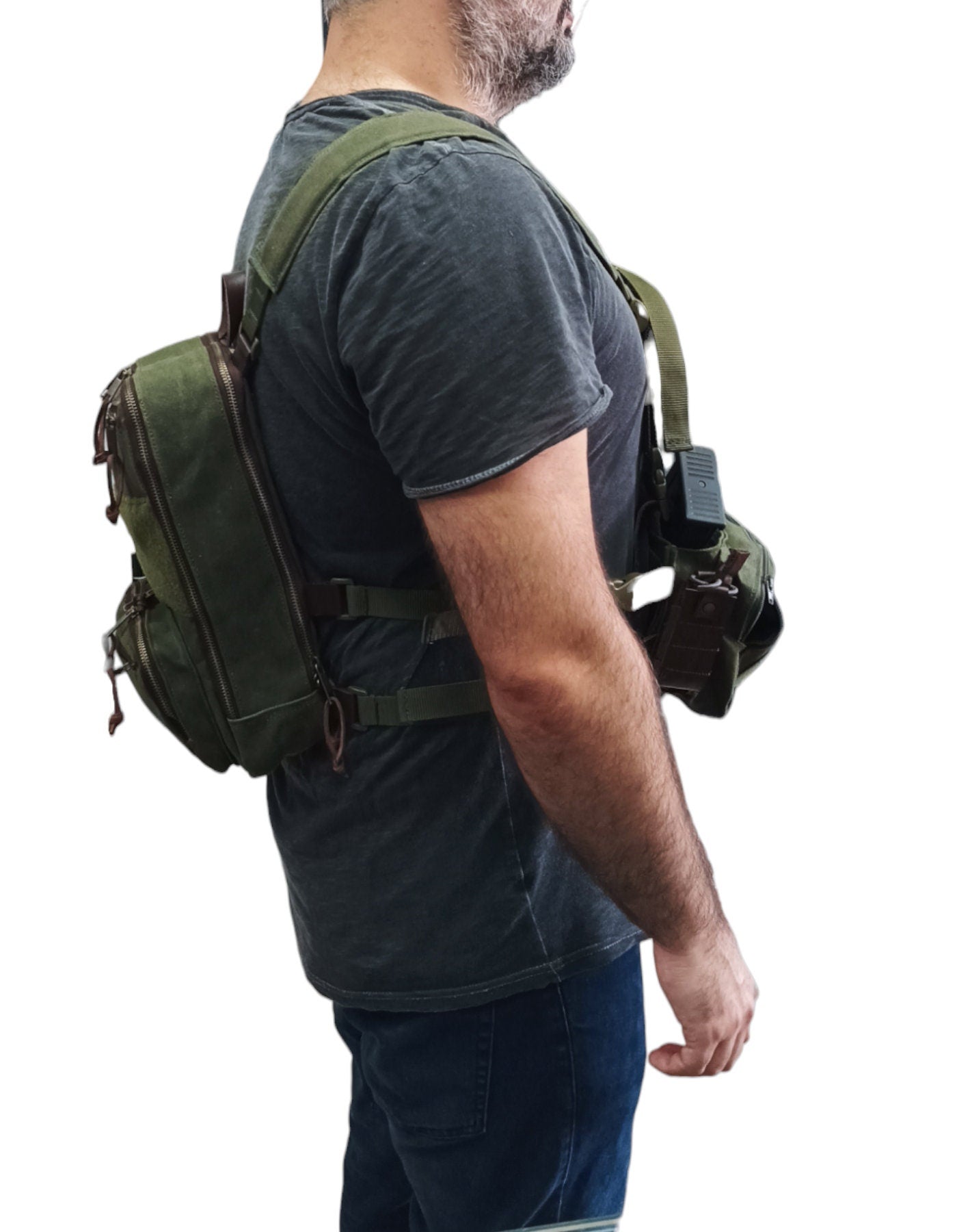 Tactical Chest Bag Chest rig Flatpack Set, Handmade leather and canvas ...