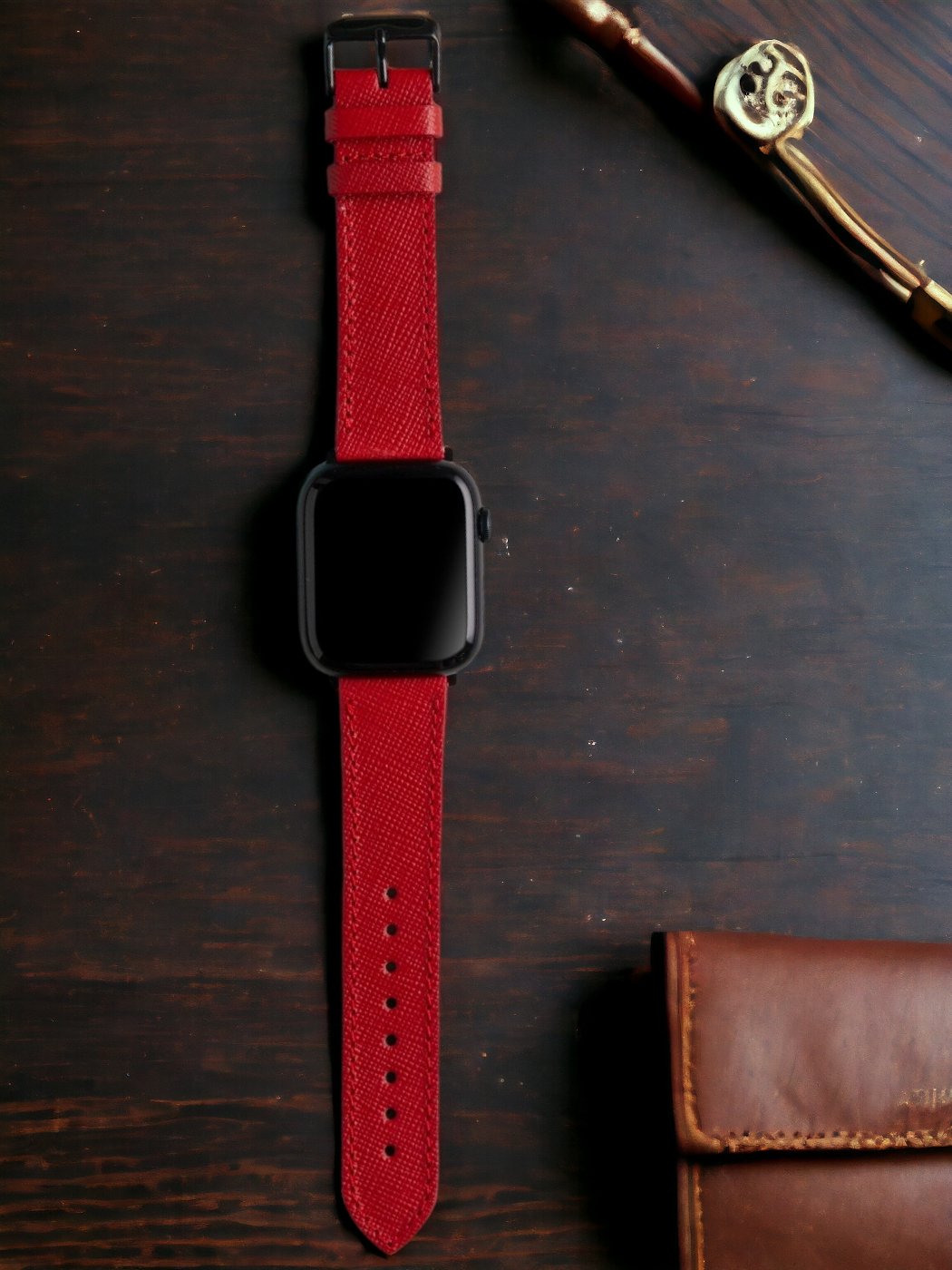VegTan Red Leather Apple Watch Strap